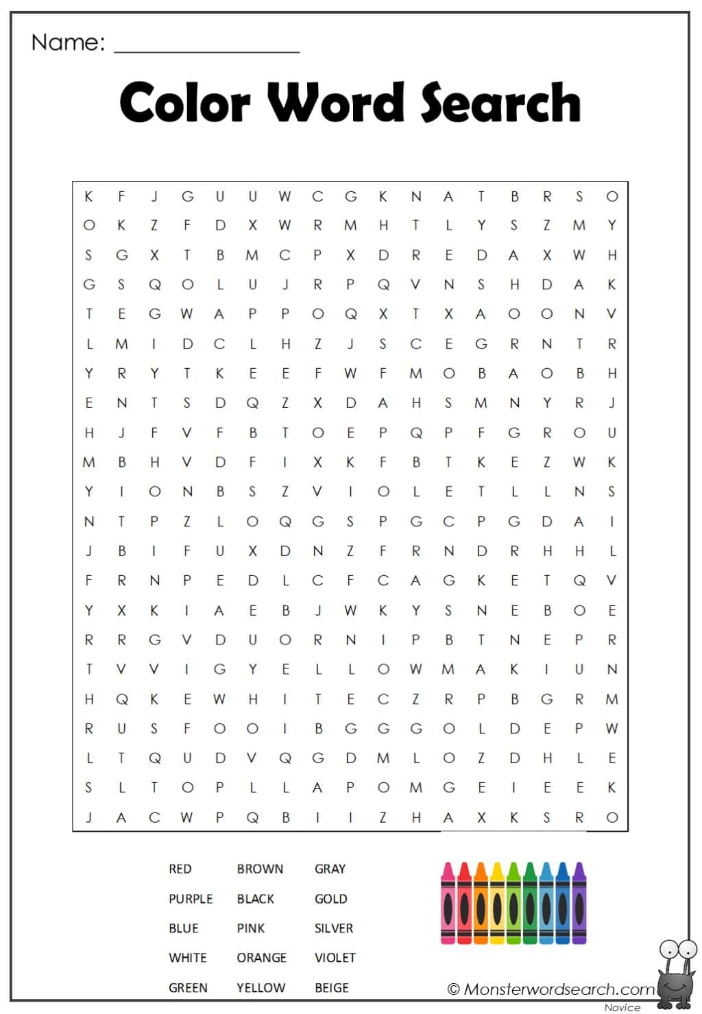 color word search - Monster Word Search